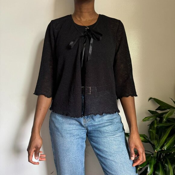 Other | Tops | Vintage Lightweight Black See Through Bow Top | Poshmark